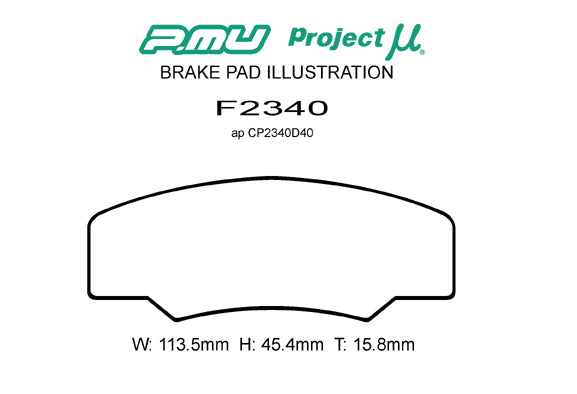 PROJECT MU BRAKE PADS TYPE PS FOR APCP2340D40 FOR F2340-TYPE-PS - Black ...