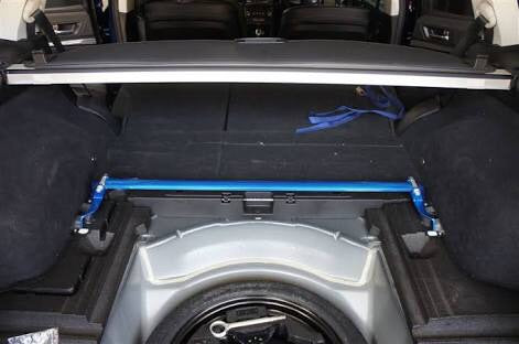 Strut Tower Bars Tagged "REAR STRUT TOWER BAR" - Black Hawk Japan